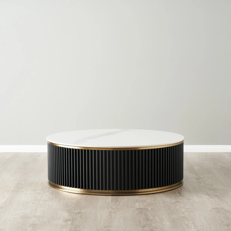 Archie White Sintered Stone Round Coffee Table Low - 100x35cm | Koala ...