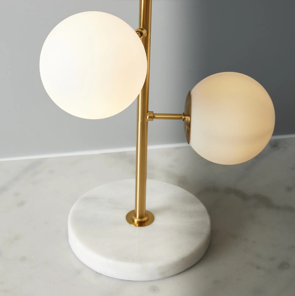 Regine Brushed Gold Metal Table Lamp White Glass Shade | Koala Living