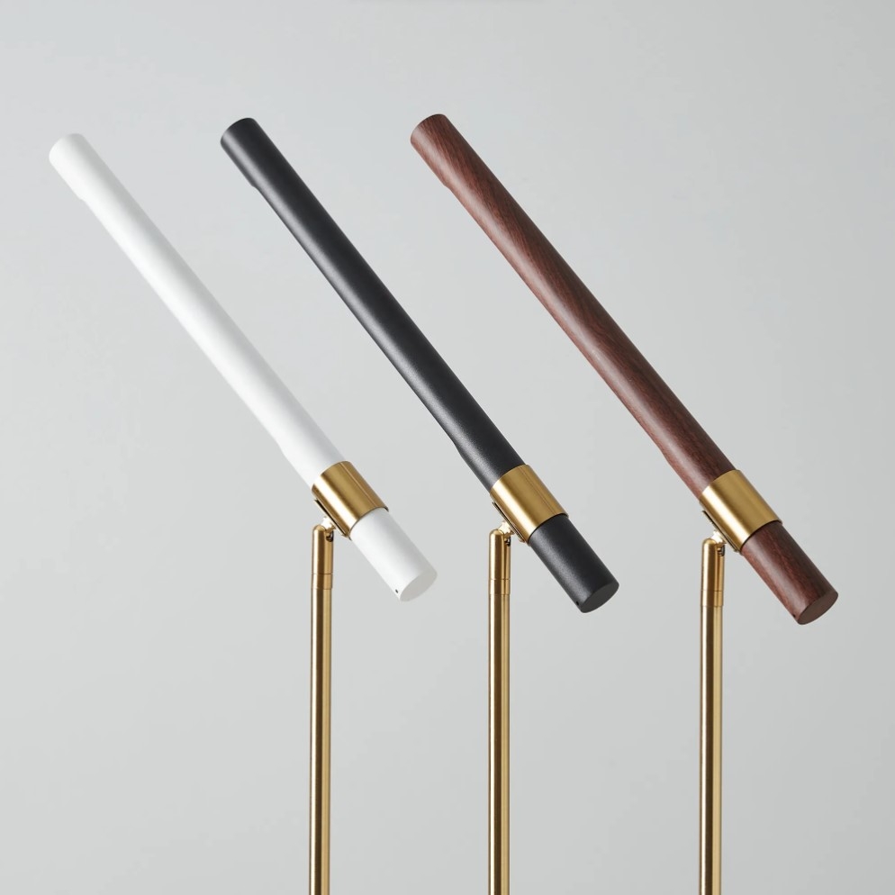 Kaia Brushed Gold Metal Floor Lamp Walnut Metal Shade | Koala Living