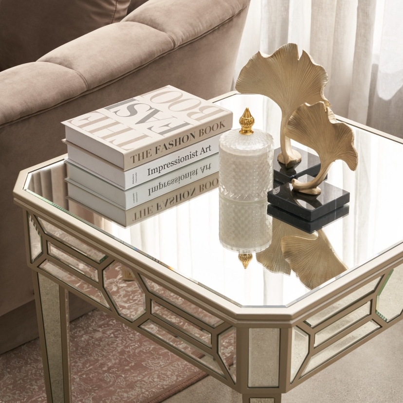 Madeleine Mirror Side Table - Champagne Gold Frame | Koala Living