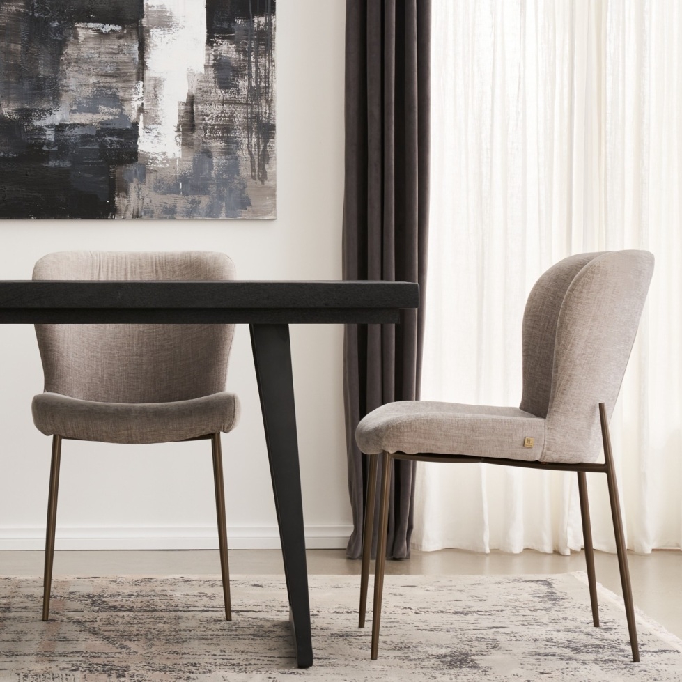 Hailey Vintage Grey Chenille Fabric Dining Chair - Bronze Legs | Koala ...