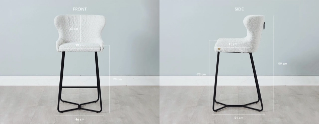 Quinn Cream Boucle Bar Stool - Black Legs | Koala Living