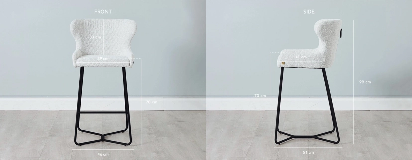 Quinn Cream Boucle Bar Stool - Black Legs | Koala Living