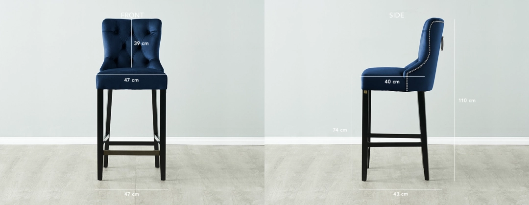 Saxon Navy Velvet Bar Stool | Koala Living