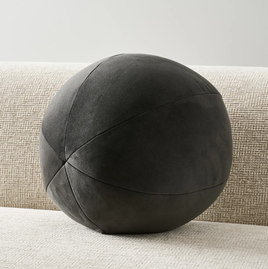 Alora Charcoal Velvet Ball Cushion 27cm | Koala Living