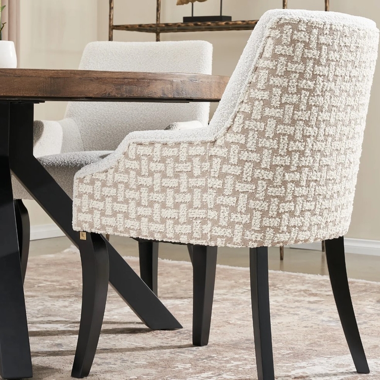 Errol Light Grey and Vanilla Boucle Patterned Dining Chair | Koala Living