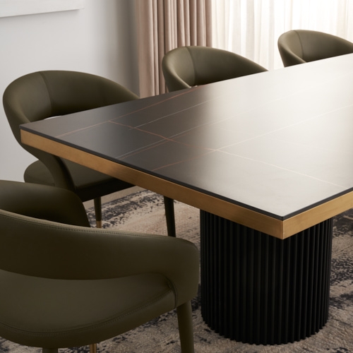 Archie Black Sintered Stone Rectangular Dining Table - Matte Black Legs ...