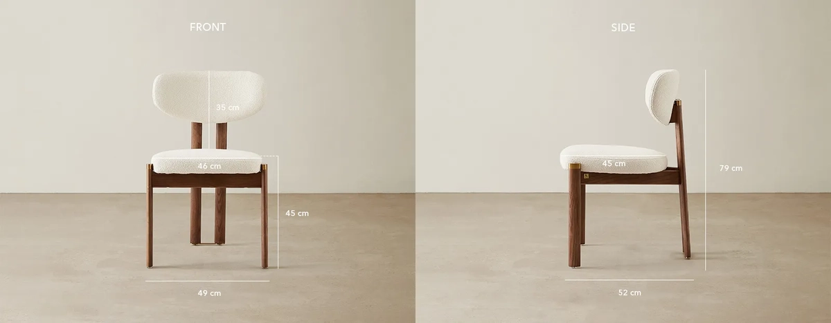 Portobello Chantilly White Fabric Dining Chair - Toffee Brown Ash Legs ...