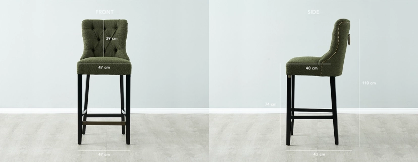 Saxon Olive Green Boucle Bar Stool | Koala Living