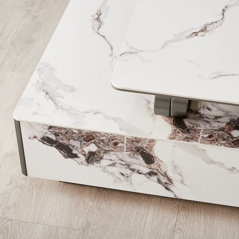 Marbella 2-Layered Cold Calacatta White Sintered Stone Coffee Table ...