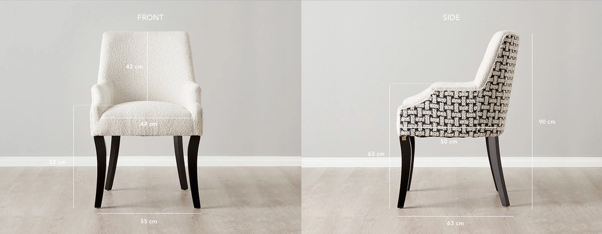 Errol Charcoal and Vanilla Boucle Patterned Dining Chair | Koala Living