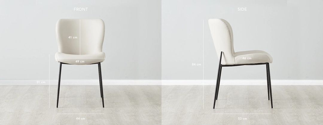 Hailey Glacier Grey Vegan Leather Dining Chair - Black Legs