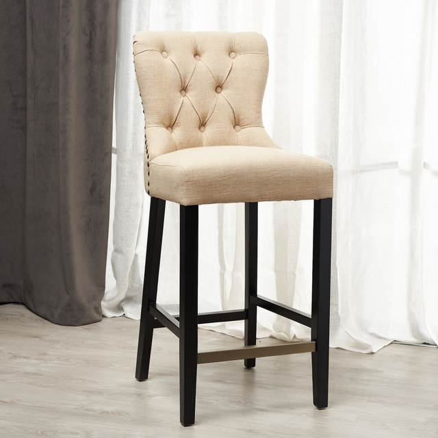 Saxon Cream Linen Bar Stool | Koala Living
