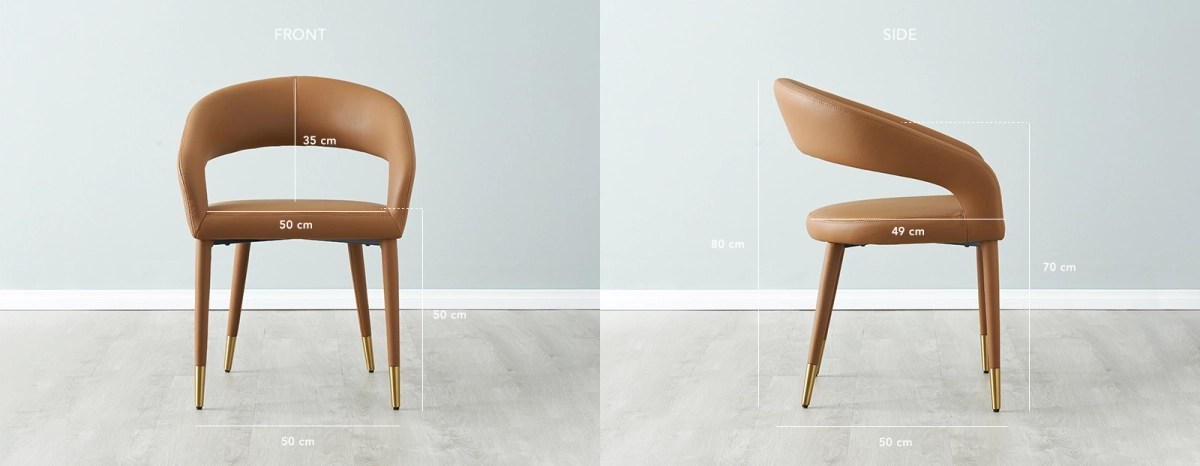Moulin Walnut Vegan Leather Dining Chair - Brushed Gold Legs