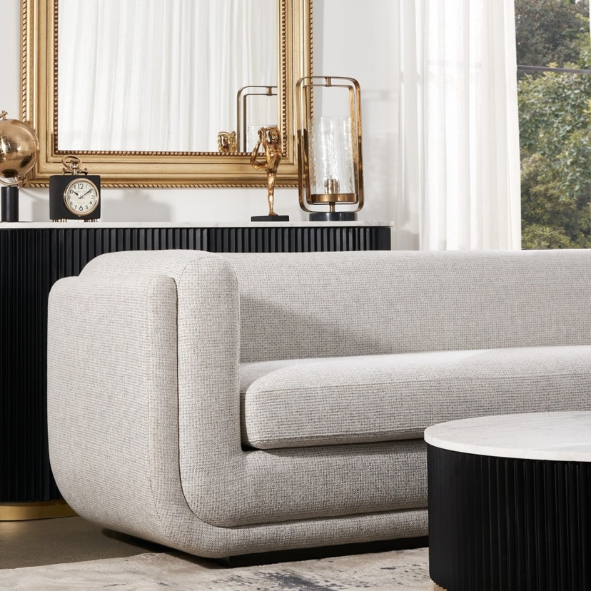 Clementine Dove Grey Woven 3-Seater Fabric Sofa