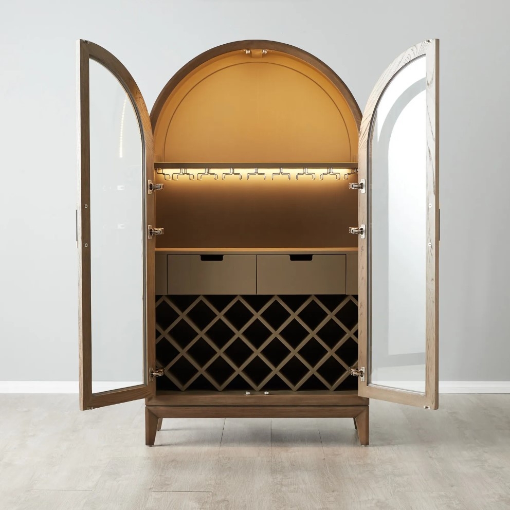 Fredrik Medium Brown Wooden Wine Display Cabinet | Koala Living