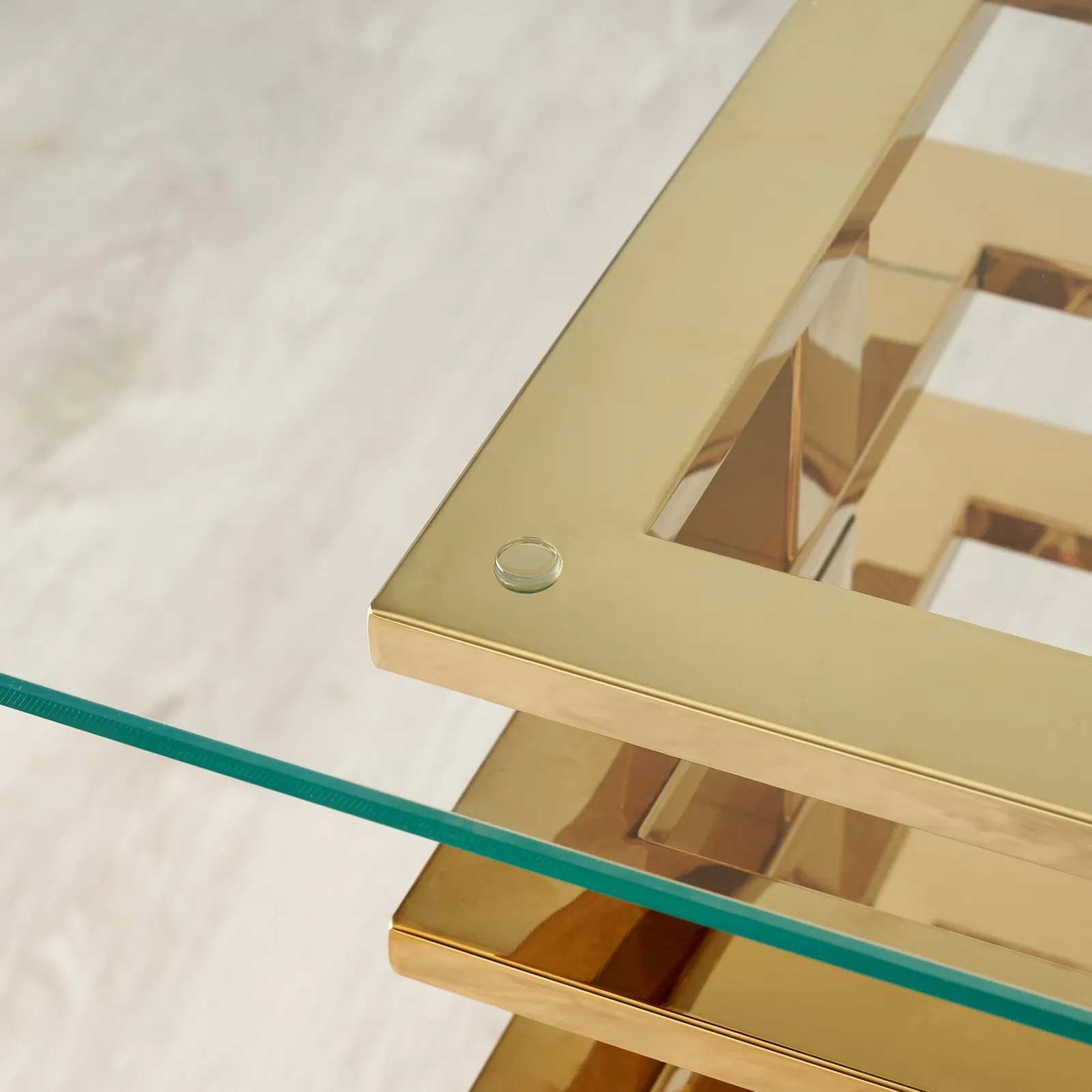 Clarette Gold Console Table - Clear Glass Top | Koala Living