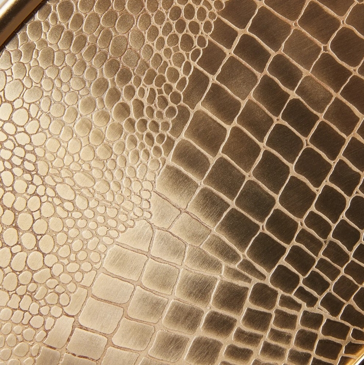 Miriam Matte Antique Brass Croc Pattern Wall Clock | Koala Living