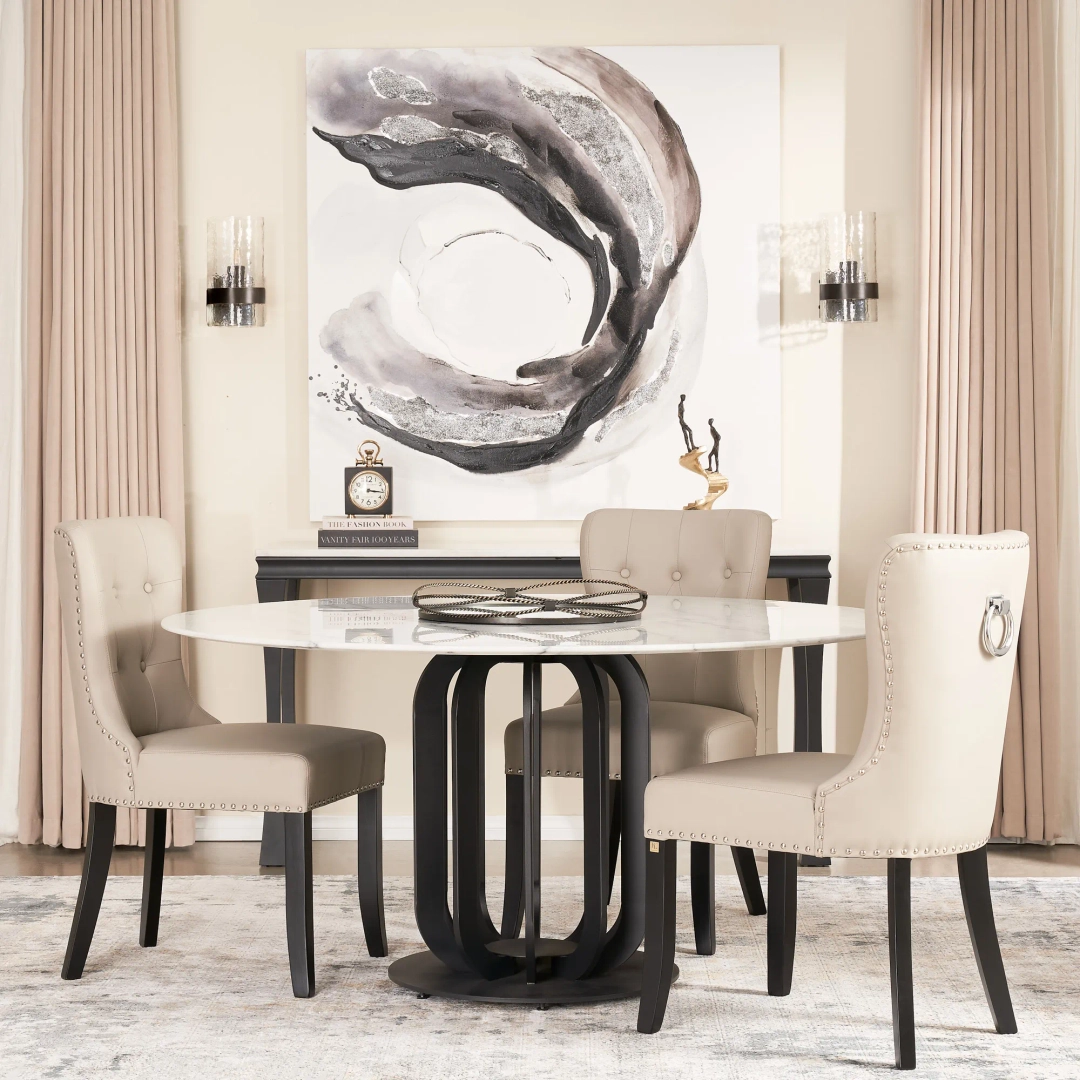 Viktor Stone Beige Vegan Leather Dining Chair | Koala Living