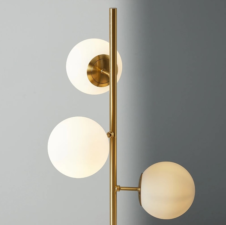 Regine Brushed Gold Metal Table Lamp White Glass Shade | Koala Living