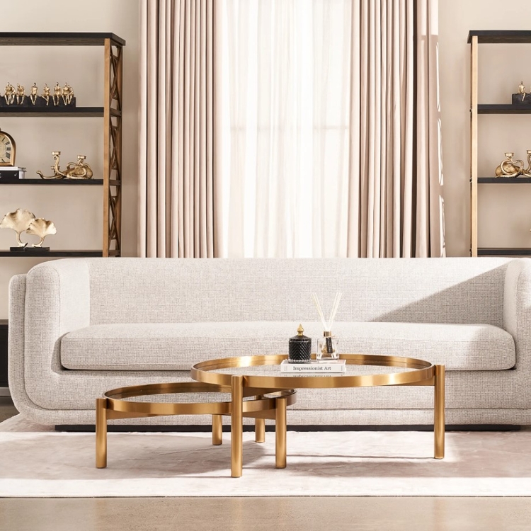 Helena Antique Glass Round Coffee Table - 80 cm | Koala Living