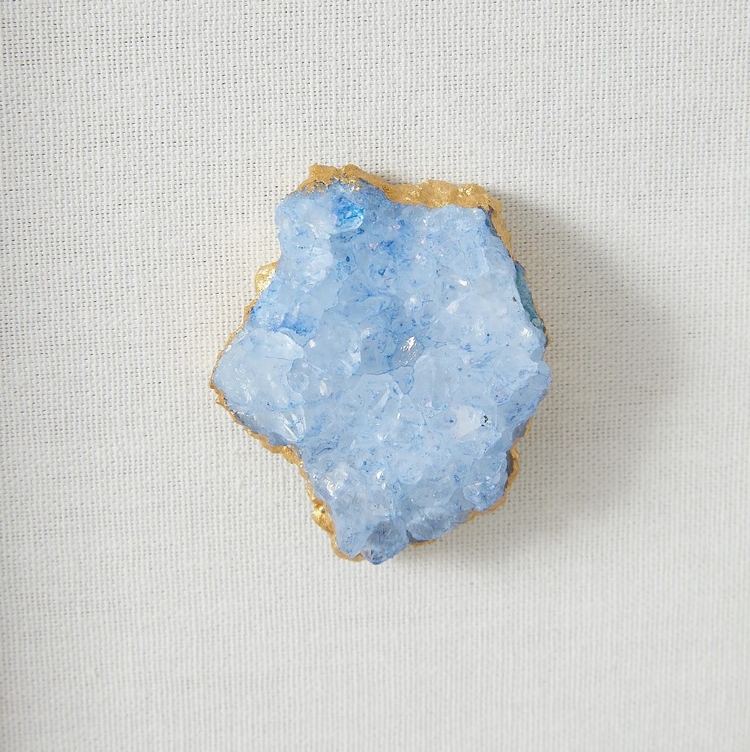 Stone Blue Crystal Shadow Box With Gold Frame