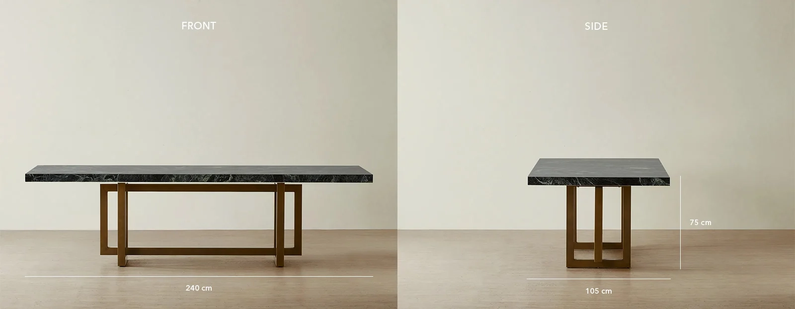 Grayson Brushed Bronze Rectangular Dining Table with Emerald Green ...