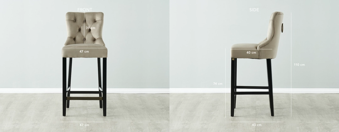 Saxon Beige Velvet Bar Stool | Koala Living