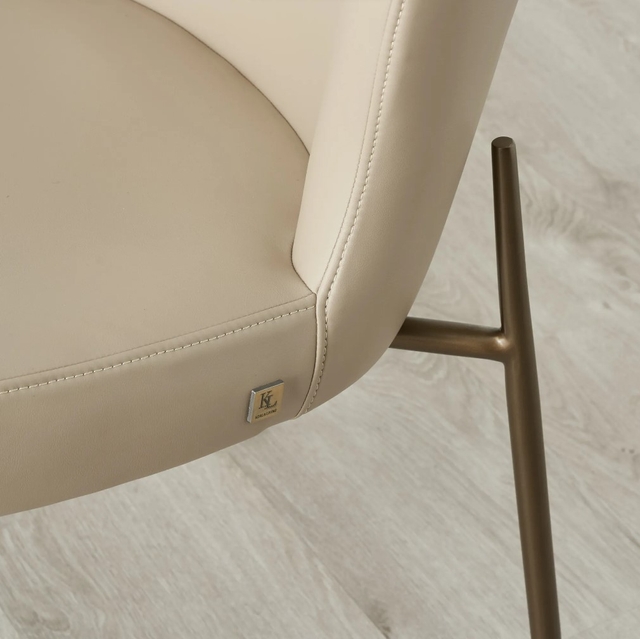 Hailey Sand Beige Vegan Leather Dining Chair - Bronze Legs | Koala Living