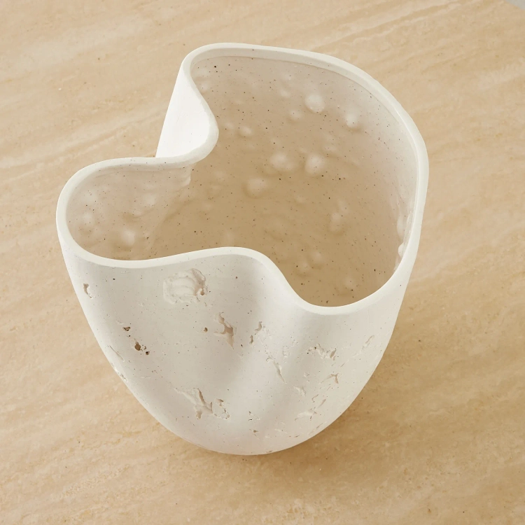 Zinnia 32.5cm White Cast Stone Ceramic Vase | Koala Living