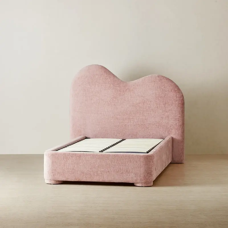 Poppy Dusty Pink Chenille Fabric King Single Bed | Koala Living