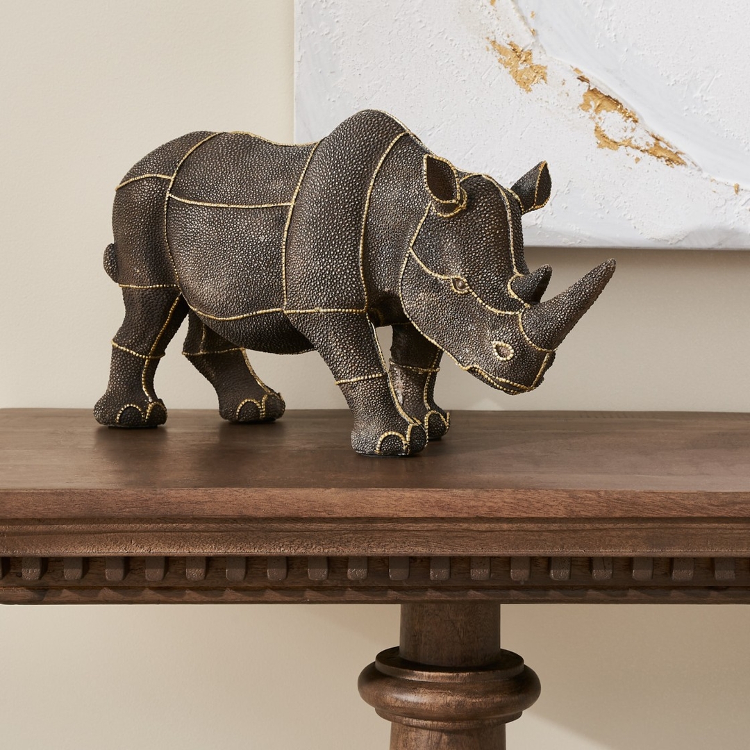 Rocky Rhino Bronze Resin Decorative | Koala Living