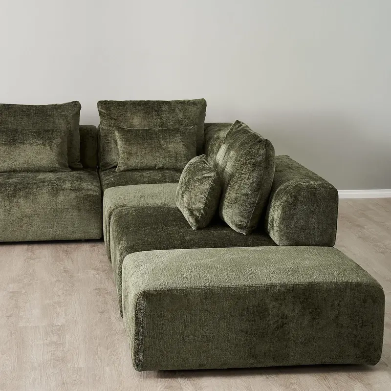 Riviera III Green Chenille Fabric Modular Sofa | Koala Living