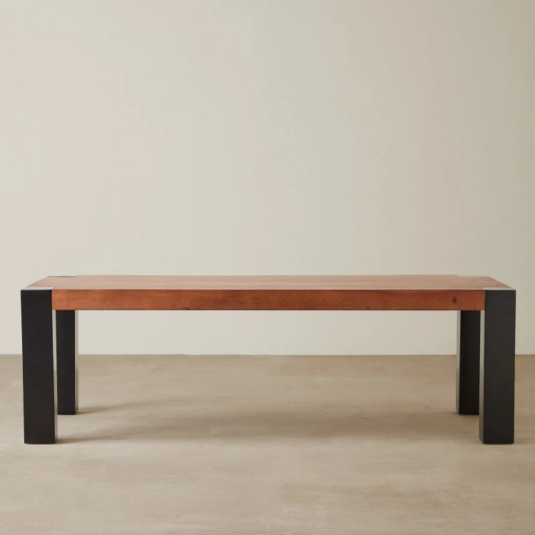 Benedict Medium Brown Wooden Dining Table - Matte Black Metal Legs ...