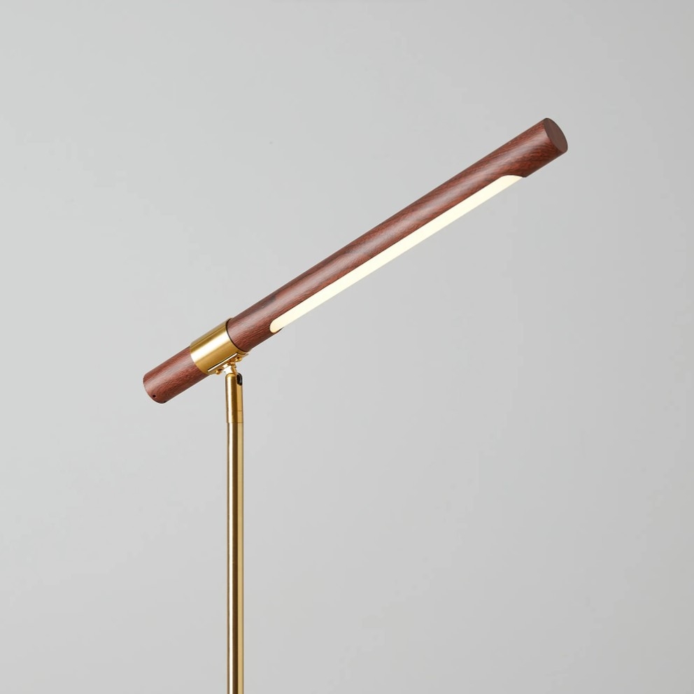 Kaia Brushed Gold Metal Table Lamp Walnut Metal Shade | Koala Living