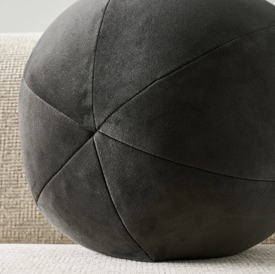 Alora Charcoal Velvet Ball Cushion 27cm | Koala Living