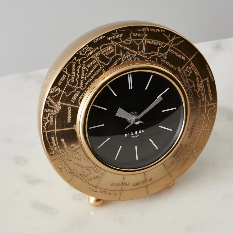 Miriam Matte Antique Brass Croc Pattern Table Clock | Koala Living