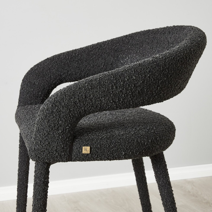 Moulin Black Boucle 66cm Counter Stool - Brushed Gold Legs | Koala Living