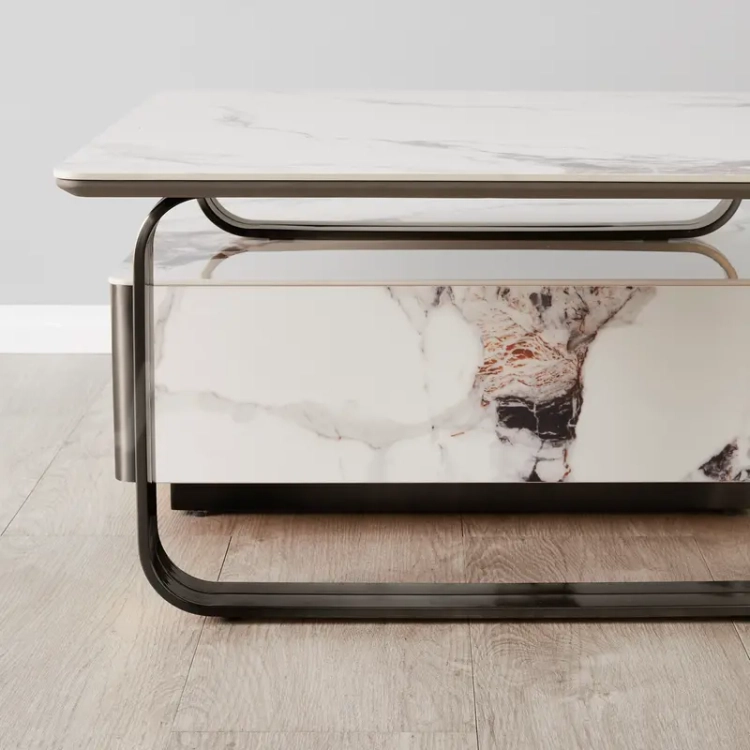Marbella 2-Layered Cold Calacatta White Sintered Stone Coffee Table ...