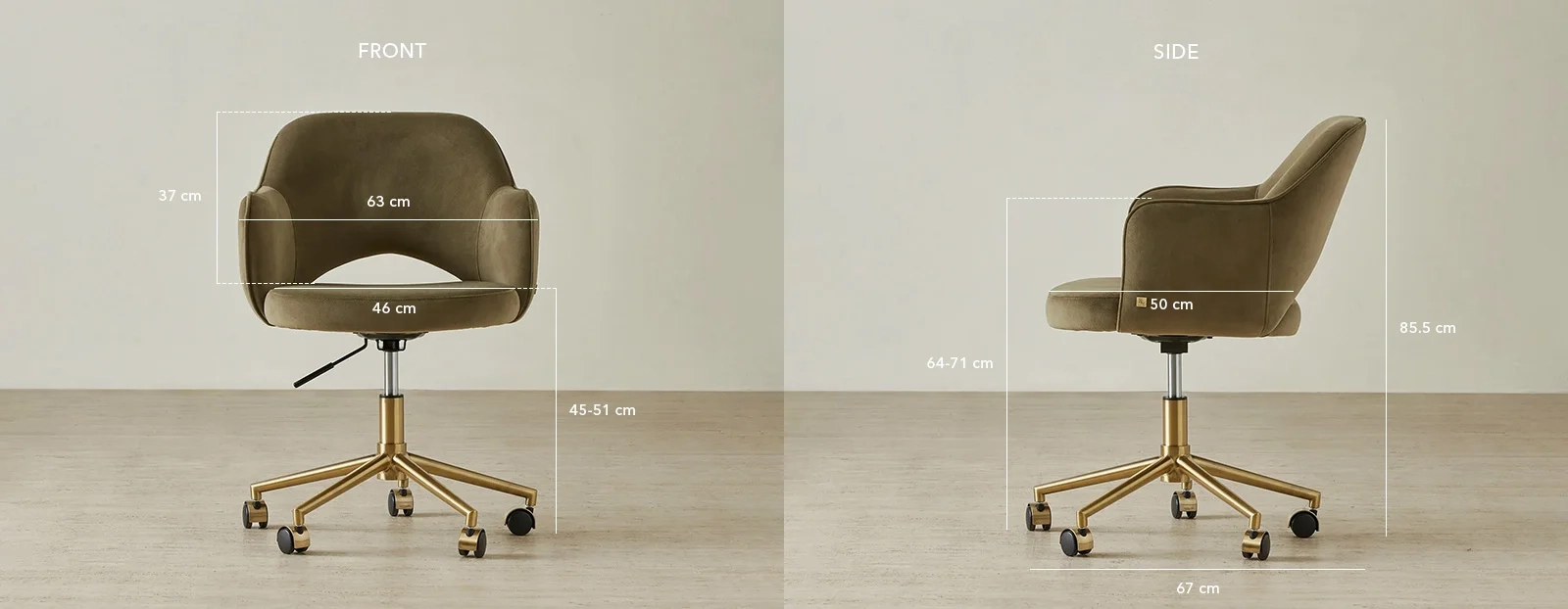 Adrianna Olive Green Velvet Office Chair | Koala Living