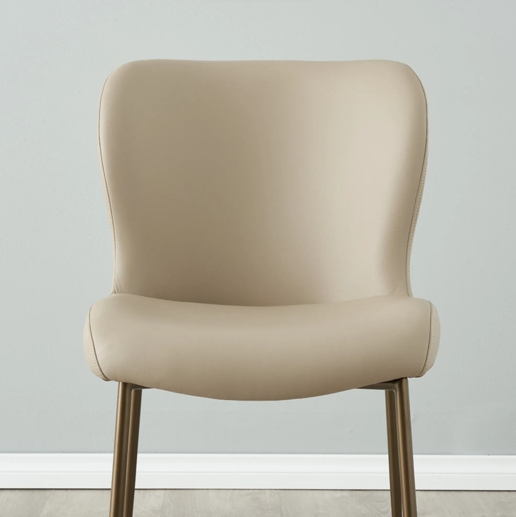 Hailey Sand Beige Vegan Leather Dining Chair - Bronze Legs | Koala Living