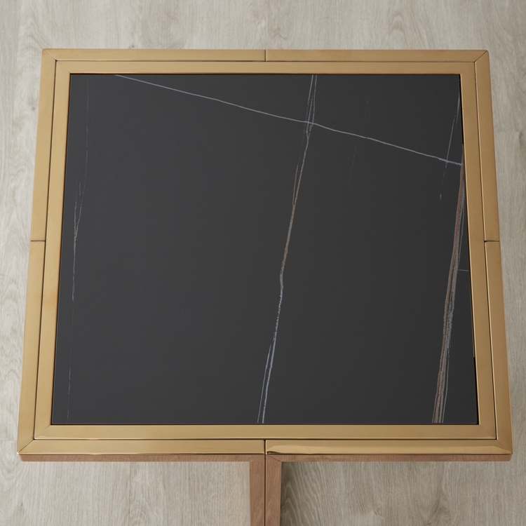 Titus Black Sintered Stone Side Table - Gold Stainless Steel Legs ...