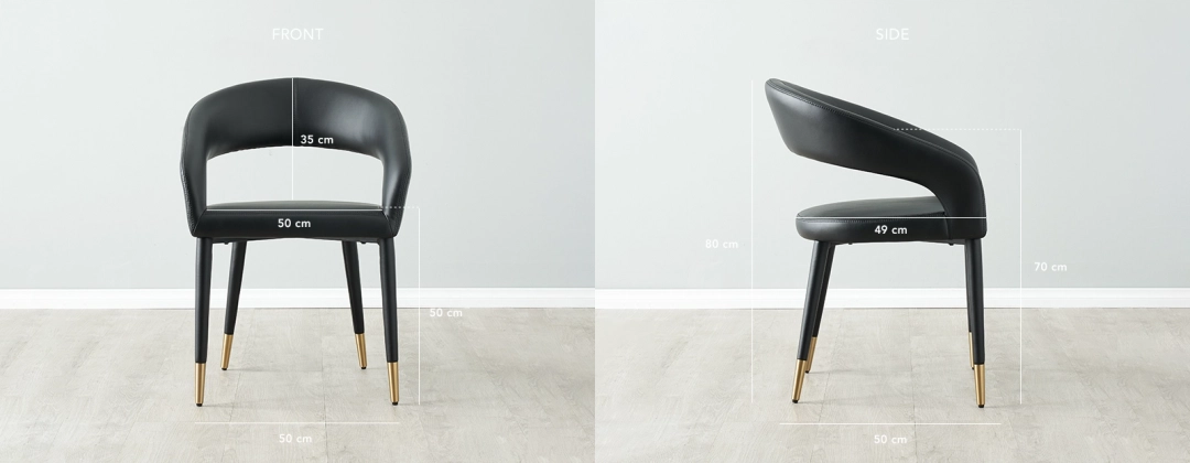 Moulin Black Vegan Leather Dining Chair - Brushed Gold Legs