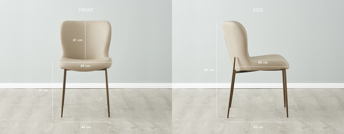 Hailey Sand Beige Vegan Leather Dining Chair - Bronze Legs