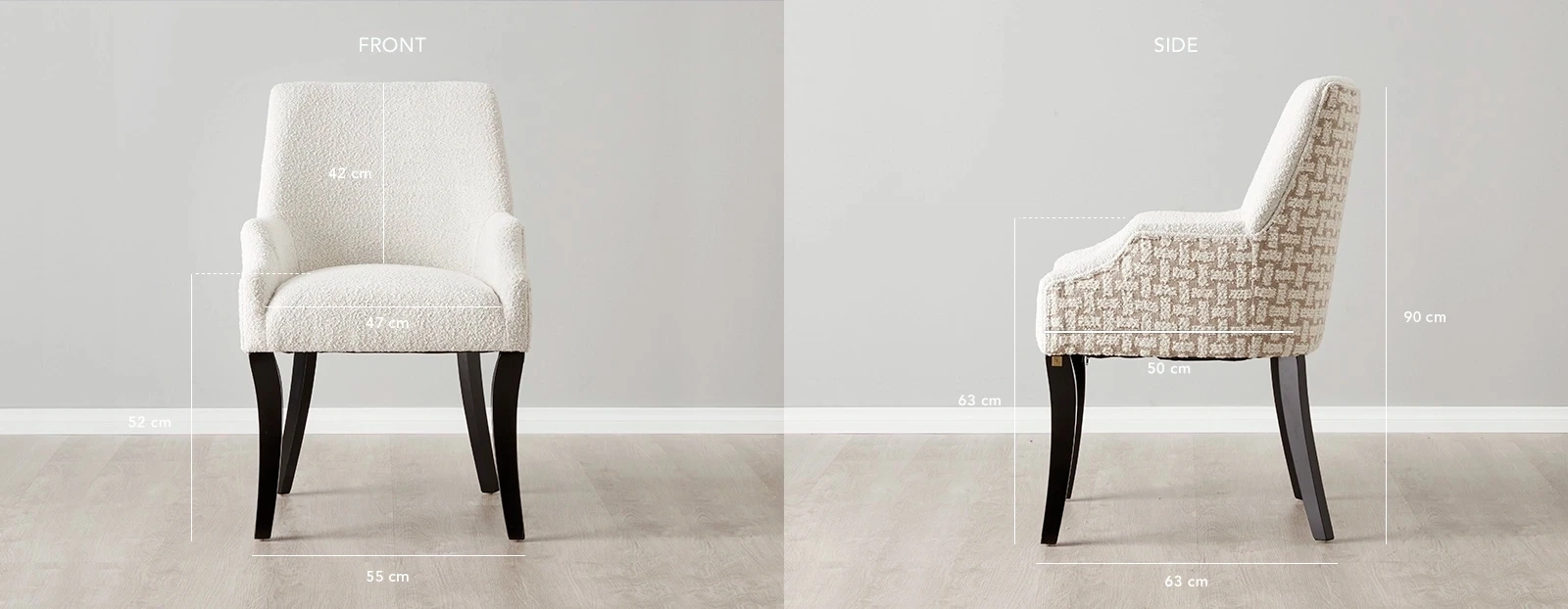 Errol Light Grey and Vanilla Boucle Patterned Dining Chair | Koala Living