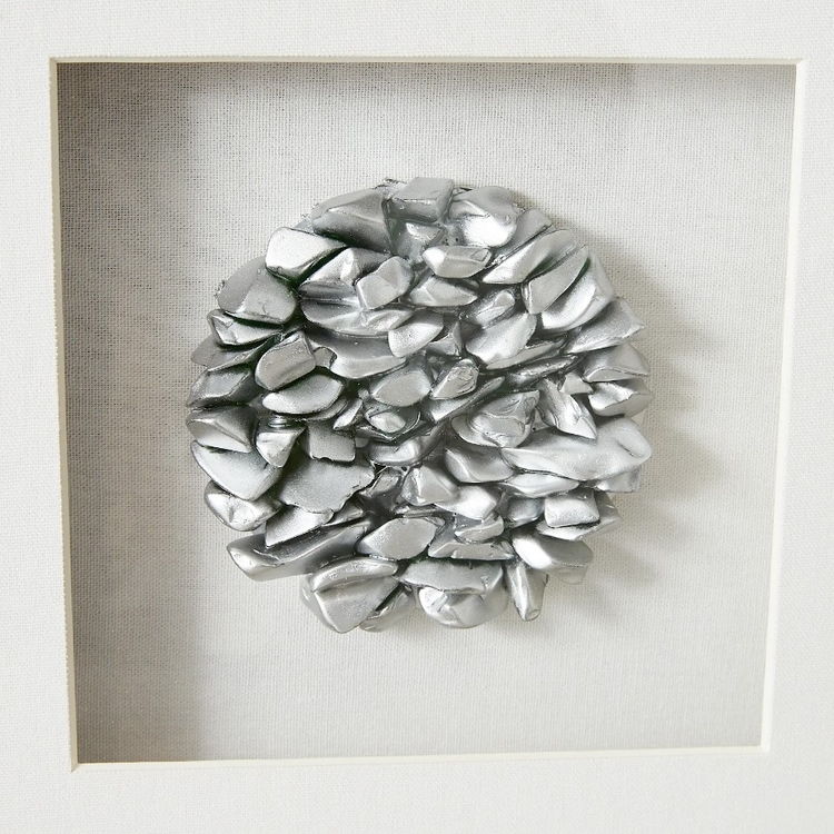 Metallic Stones Shadow Box With Gold Frame