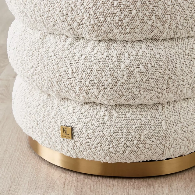 Megan Butter Cream Boucle 40cm Round Ottoman | Koala Living