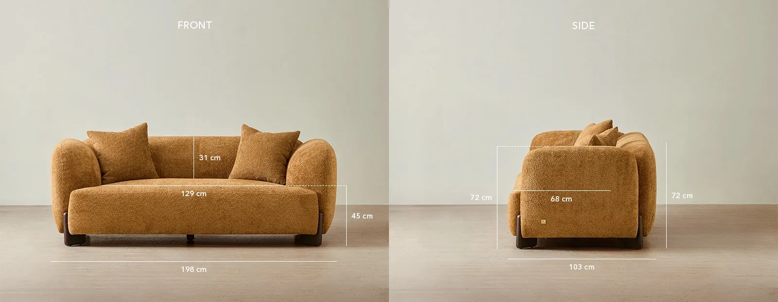 Celia Vintage Mustard 2-Seater Woven Fabric Sofa | Koala Living