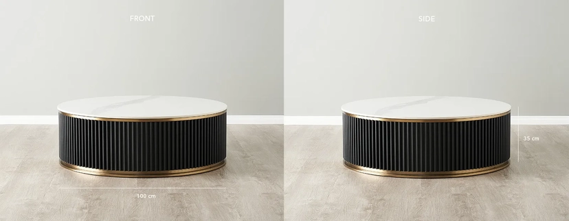 Archie White Sintered Stone Round Coffee Table Low - 100x35cm | Koala ...