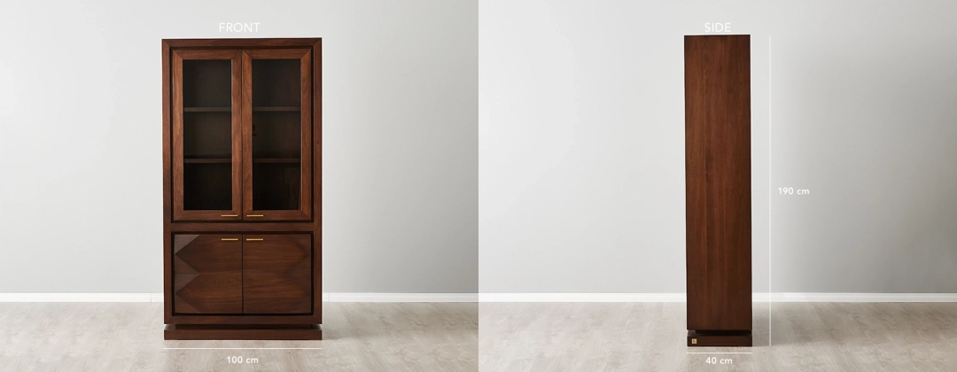 Xandra Dark Walnut Veneer Display Cabinet | Koala Living